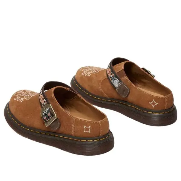 Dr. Martens Isham Suede And Jacquard Mules - Brown