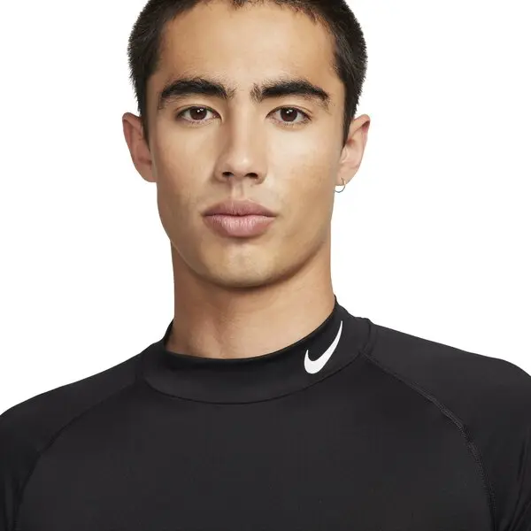 Nike Pro Dri-fit Mock Neck Long Sleeve Performance T-shirt - Black