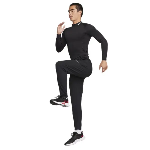 Nike Pro Dri-fit Mock Neck Long Sleeve Performance T-shirt - Black