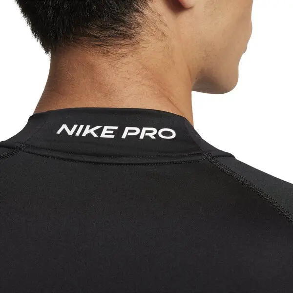 Nike Pro Dri-fit Mock Neck Long Sleeve Performance T-shirt - Black