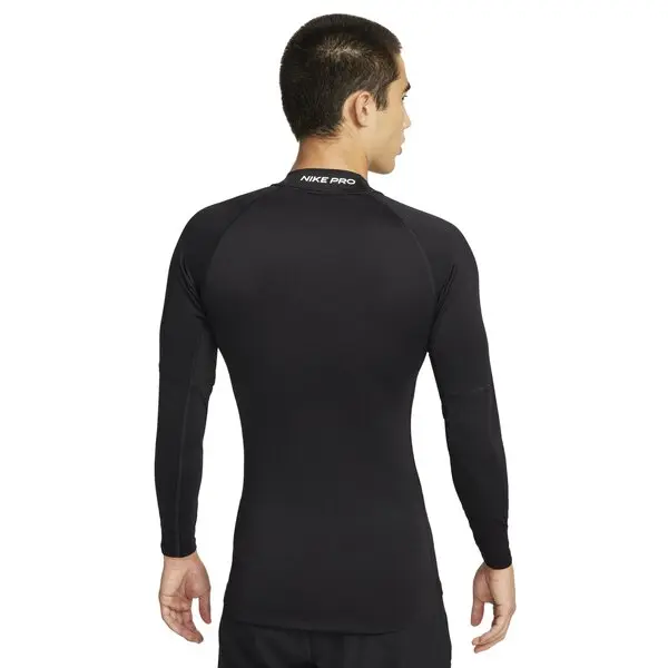 Nike Pro Dri-fit Mock Neck Long Sleeve Performance T-shirt - Black