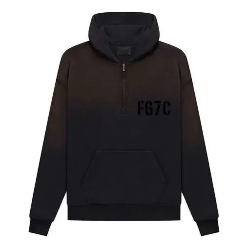 Fear Of God L/s Half Zip Hoodie 'vintage - Black