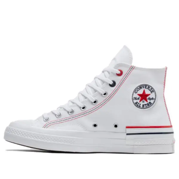 CONVERSE Chuck 70 Retro Denim High Top Sneakers - White/red