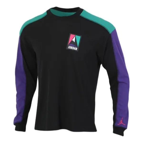 JORDAN Colorblock Long Sleeve Casual Shirt - Black