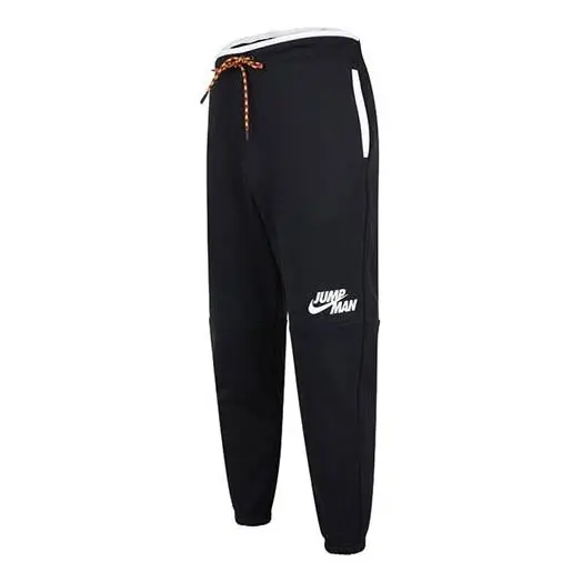 JORDAN Logo Printing Knit Fleece Lined Stay Warm Bundle Feet Sports Pants/trousers/joggers - Black