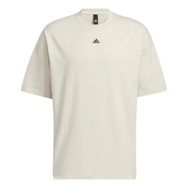 Adidas Solid Color Logo Loose Sports Short Sleeve Creamy White T-shirt - Multi-color