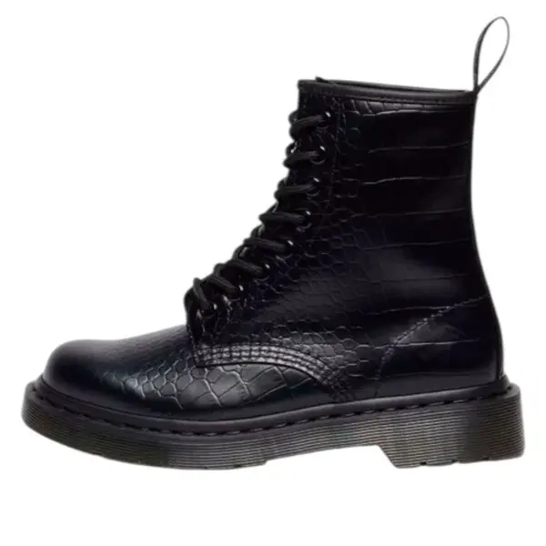 Dr. Martens 1460 Croc Emboss Lace Up Boots - Black