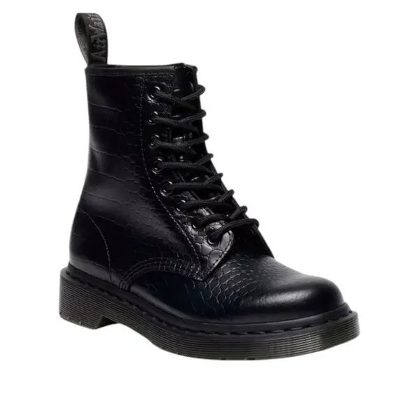 Dr. Martens 1460 Croc Emboss Lace Up Boots - Black