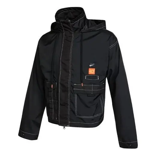 Nike Kd Swoosh Embroidered Pattern Woven Basketball Jacket Asia Edition - Black