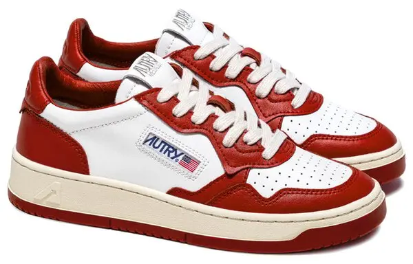 AUTRY Medalist Low Leather Sneakers - White/red