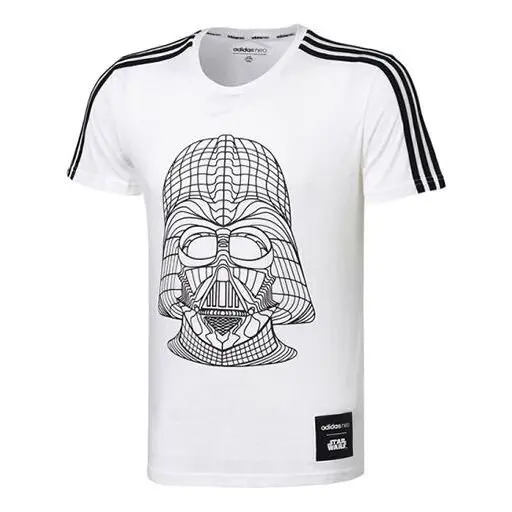 Adidas Neo Sw Tee 5 Reflective Black Printing Round Neck Short Sleeve - White