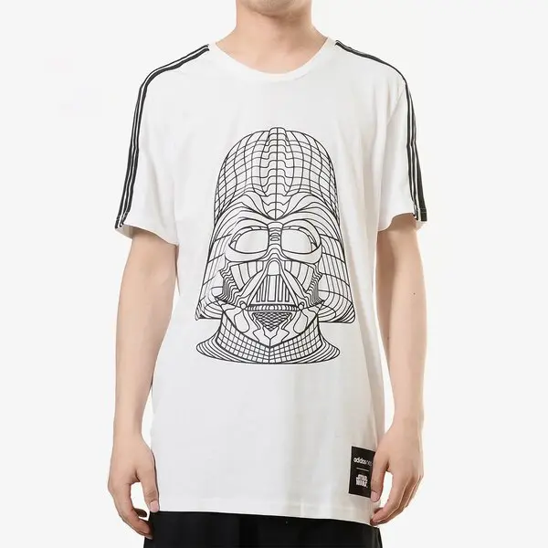 Adidas Neo Sw Tee 5 Reflective Black Printing Round Neck Short Sleeve - White