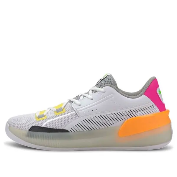 PUMA Clyde Hardwood Retro Fantasy Low Top Sneakers - White/orange