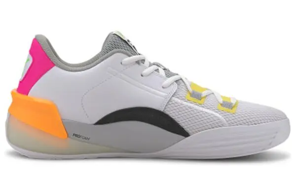 PUMA Clyde Hardwood Retro Fantasy Low Top Sneakers - White/orange