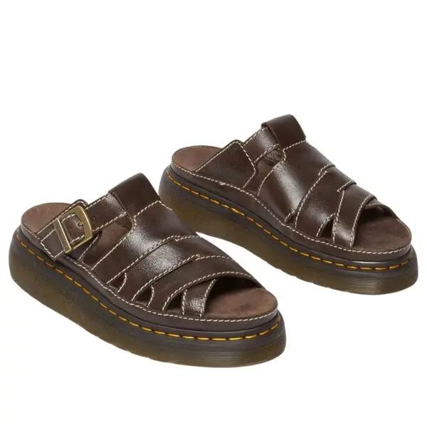 Dr. Martens Maxxy Slide Rogue Leather Sandals - Brown