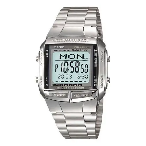 Casio Stainless Steel Data Bank Quartz Watch - Silver