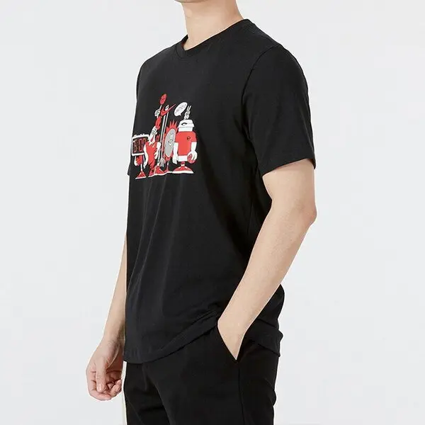 Nike Cartoon Printing Cozy Round Neck Casual Short Sleeve Black T-shirt - Default Color