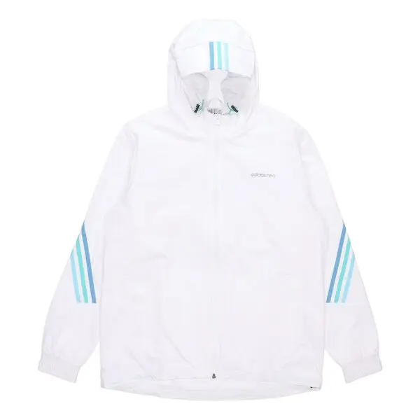 Adidas Neo Contrasting Stripes Hooded Jacket - White