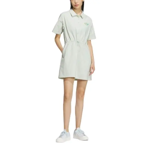 Adidas Dress With Polo Collar And Drawstring Waist