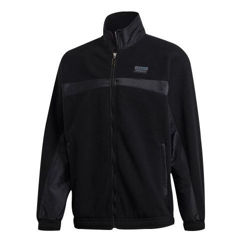 Adidas Originals Colorblock Fleece Stand Collar Zip-up Jacket - Black