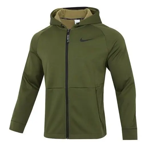 Nike Pro Therma-fit Fleece Stay Warm Sports Training Hooded Jacket - Green