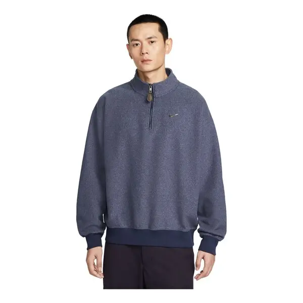 Nike Solo Swoosh Fleece 1/4-zip Top - Midnight Navy