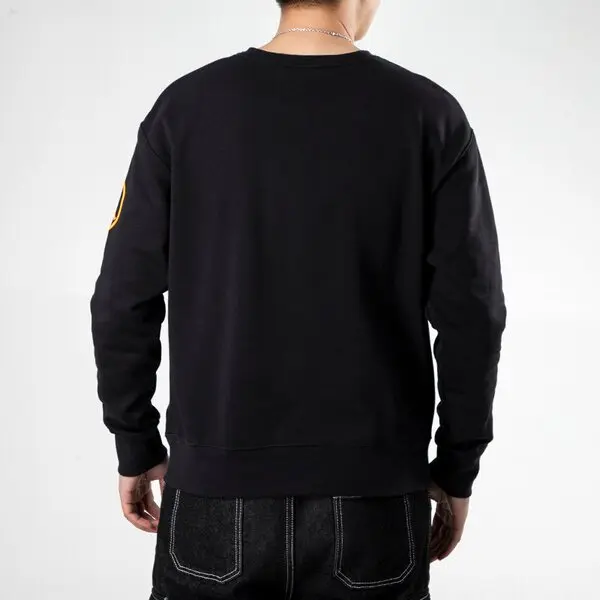 JORDAN Air Basketball Print Digital Crewneck Pullover Fleece Sweatshirt - Black