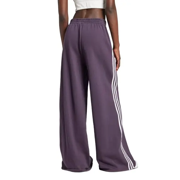 Adidas 3-stripes Loose French Terry Wide Leg Pants - Aurora Black