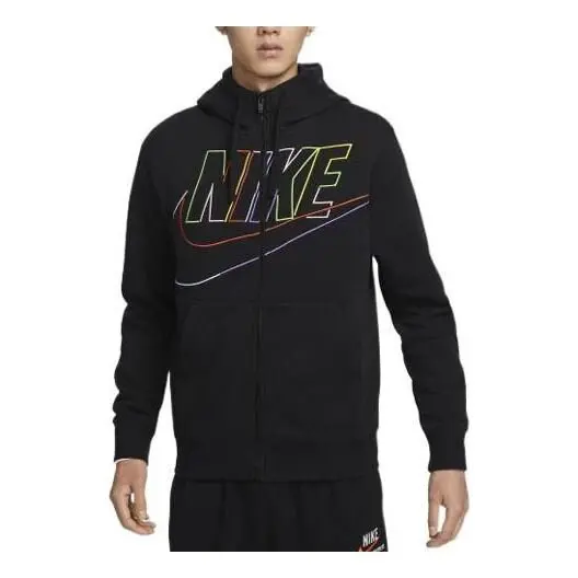 Nike Club Brushed Brush Zip-up Hooded Jacket 'black - Black/multi-color