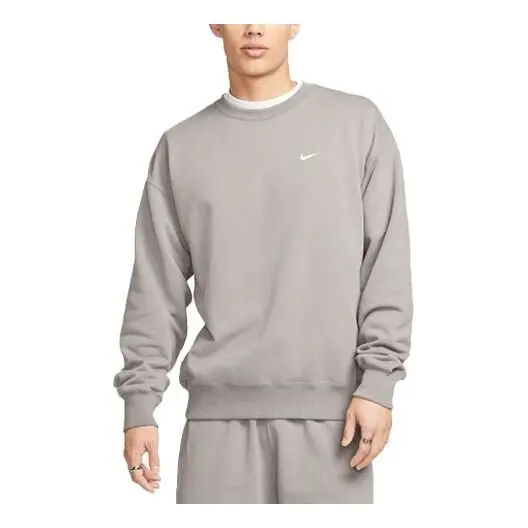 Nike Solo Swoosh French Terry Crew Neck Top 'grey - Grey/multi-color