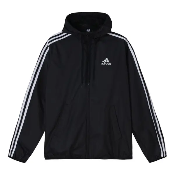 Adidas Woven Hooded Windbreaker Jacket - Black