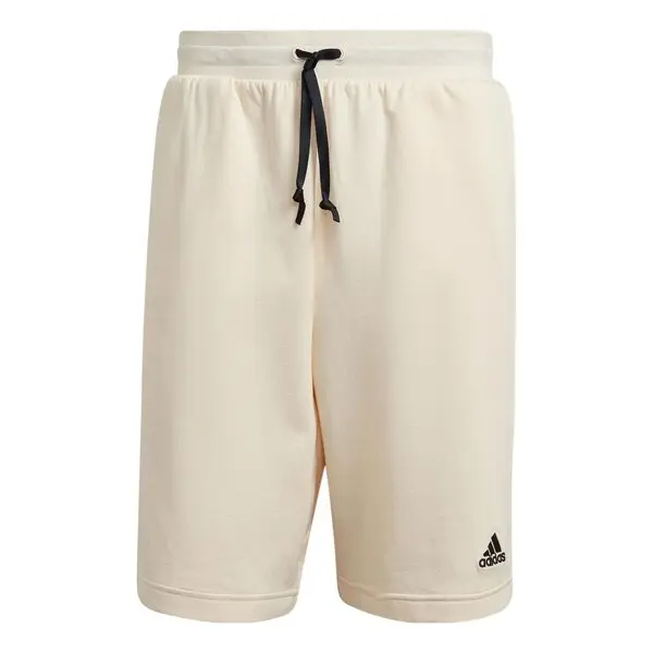 Adidas Solid Color Logo Micro Mark Lacing Casual Sports Shorts Yellow White - Multi-color