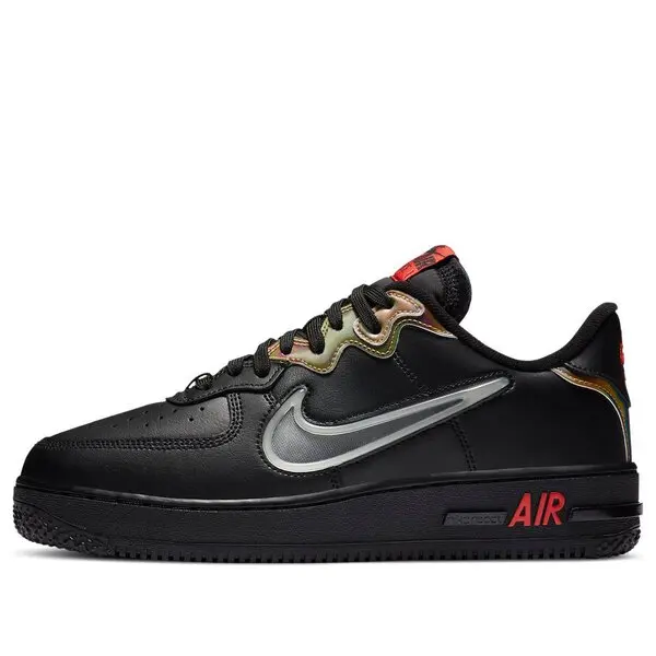 Nike Force 1 React 'black Iridescent' Low Top Sneakers - Black/silver