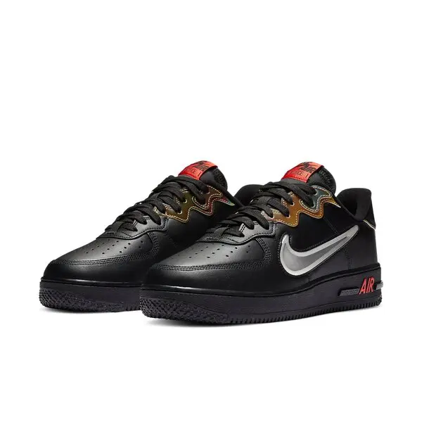 Nike Force 1 React 'black Iridescent' Low Top Sneakers - Black/silver
