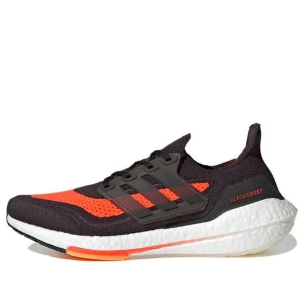 Adidas Ultra Boost 21 Athletic Sneakers - Carbon/core Black/solar Red