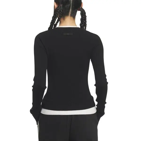 Adidas Ribbed Button-up Long Sleeve Shirt - Black
