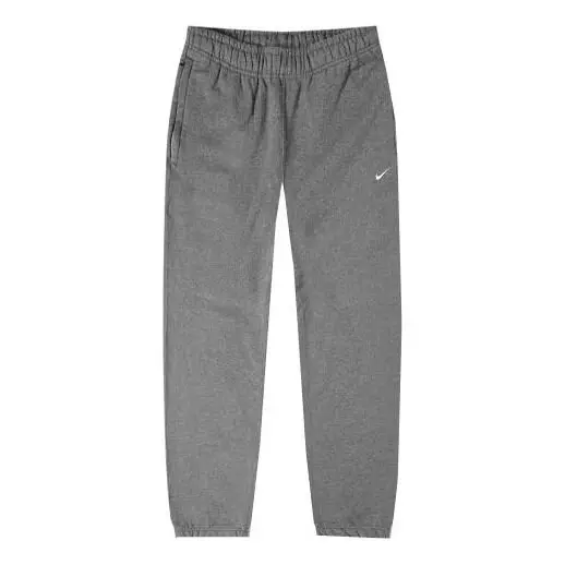Nike Embroidered Logo Solid Color Bundle Feet Sports Pants/trousers/joggers Gray - Grey