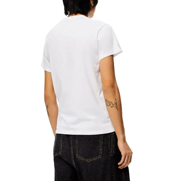 Loewe Anagram Embroidered Cotton Round Neck Short Sleeve - White