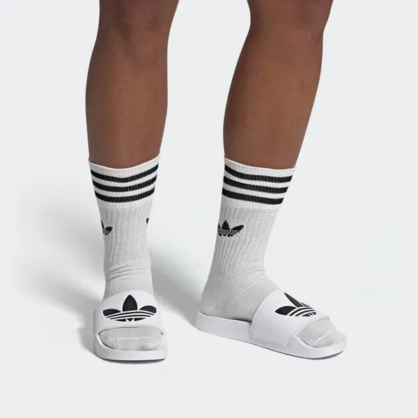 Adidas Adilette Lite Slides With Trefoil Logo - Cloud White/core Black