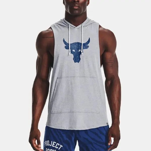 Under Armour Project Rock Bsr Bull Sleeveless Hoodie - Grey/blue