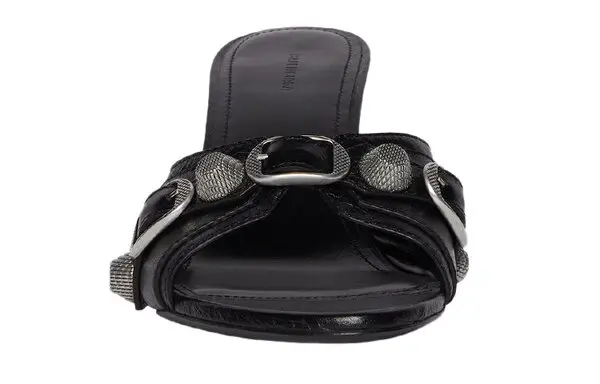 Balenciaga Cagole Leather Heeled Sandals - Black