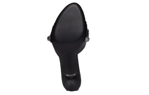 Balenciaga Cagole Leather Heeled Sandals - Black