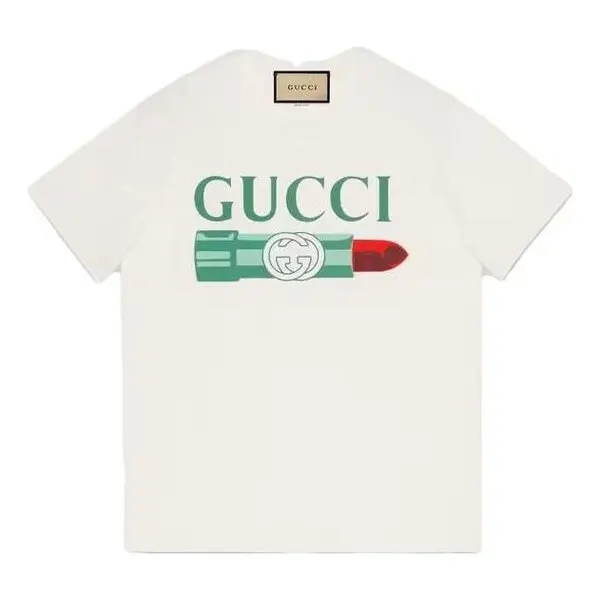 Gucci Lipstick Print Cotton T-shirt - White