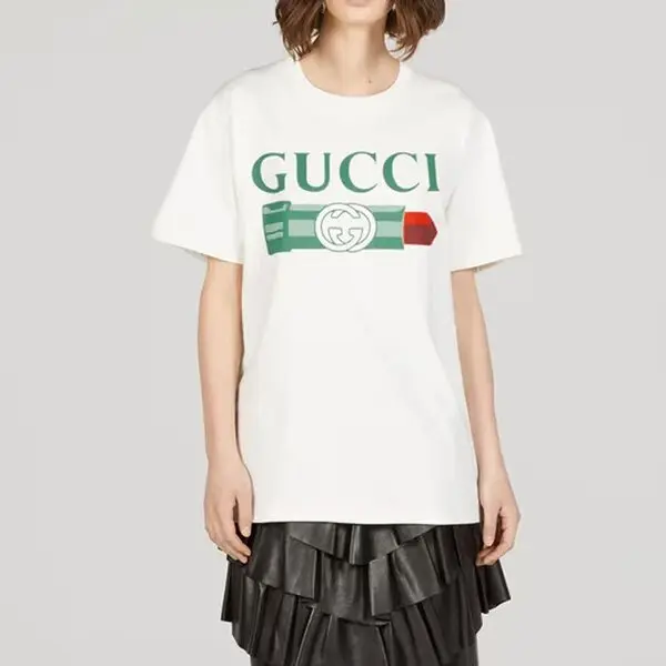 Gucci Lipstick Print Cotton T-shirt - White