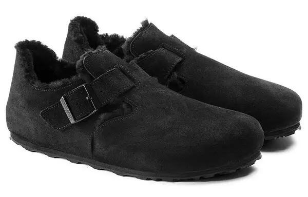 BIRKENSTOCK London Shearling Suede Leather Clog - Black