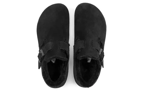 BIRKENSTOCK London Shearling Suede Leather Clog - Black