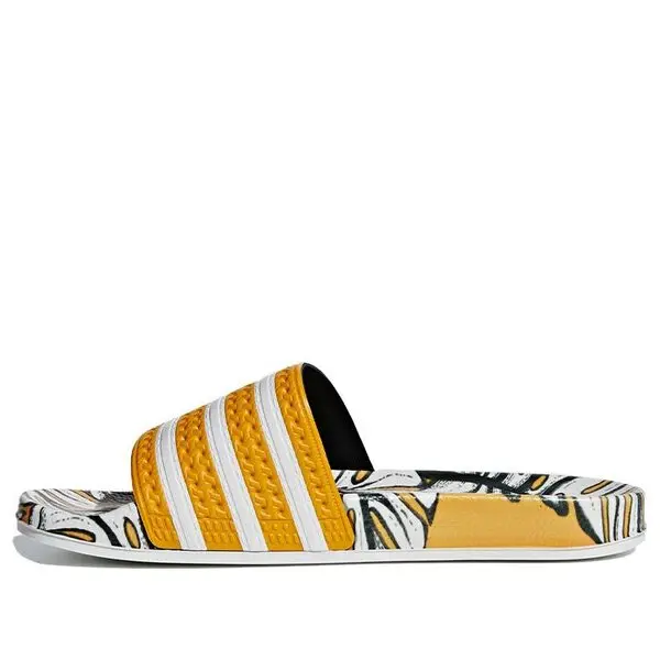 Adidas The Farm Company X Adilette Slides Tropical Print - Yellow/black/white