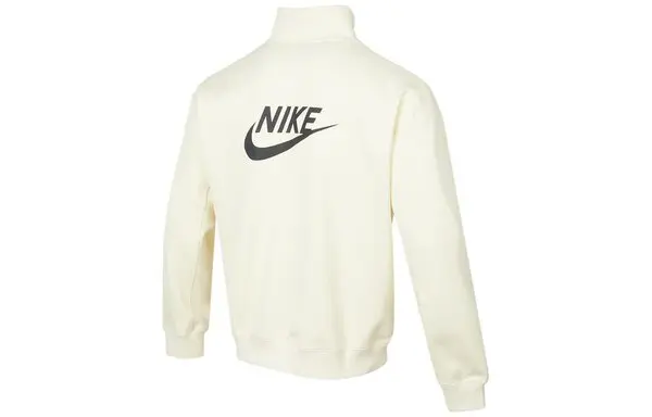 Nike Casual Logo Printing Half Zipper High Collar Pullover Autumn White