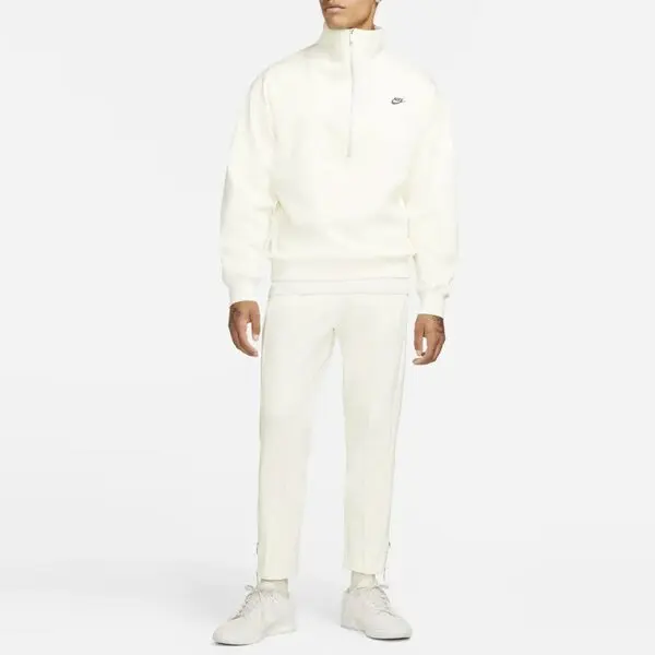 Nike Casual Logo Printing Half Zipper High Collar Pullover Autumn White