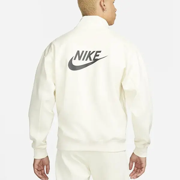 Nike Casual Logo Printing Half Zipper High Collar Pullover Autumn White